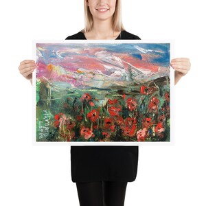 Poppies Painting Print Original Art Poster Flowers Painting Wildflowers ...