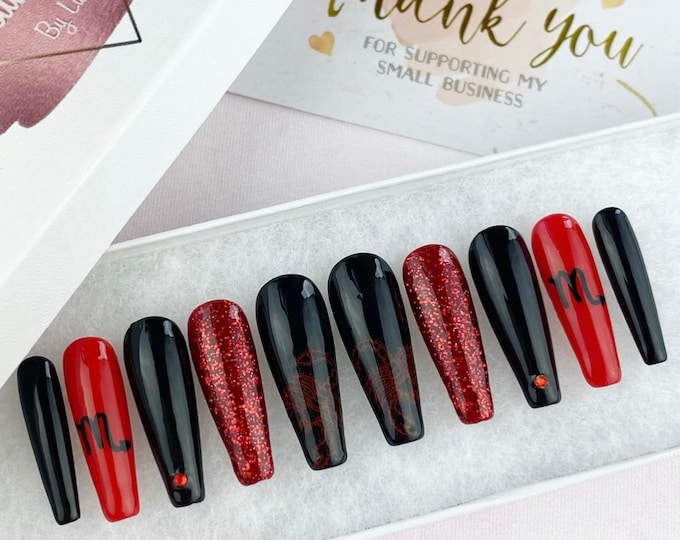 Scorpio Zodiac Press on Nails Luxury Pressons Nails Gel Nails Acrylic ...