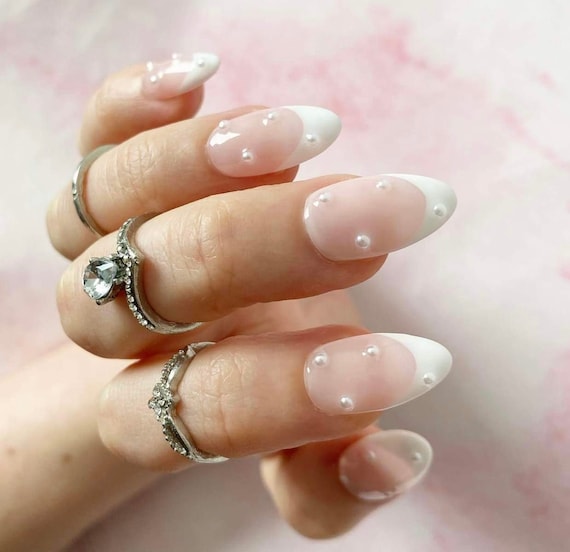 Pearl Tip Acrylic Nails