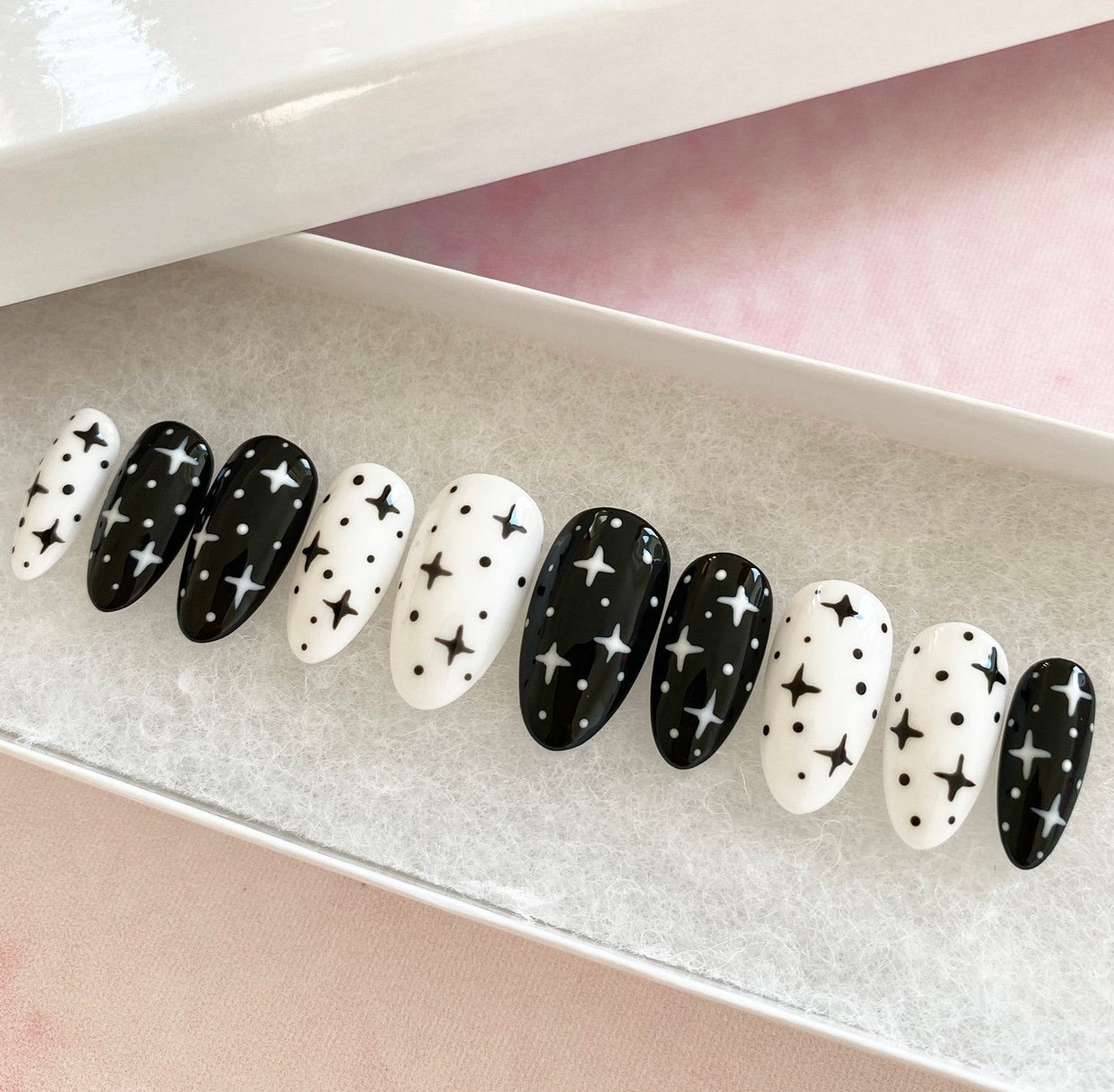 Galaxy Press on Nails Star Nails Nailscape Pressons - Etsy