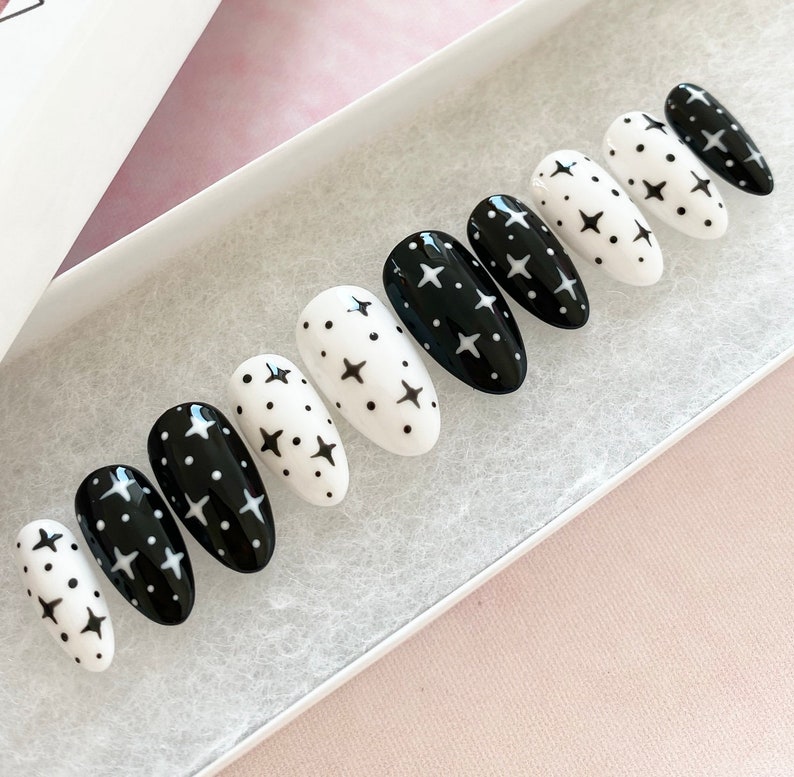 Galaxy Press on Nails Star Nails Nailscape Pressons - Etsy