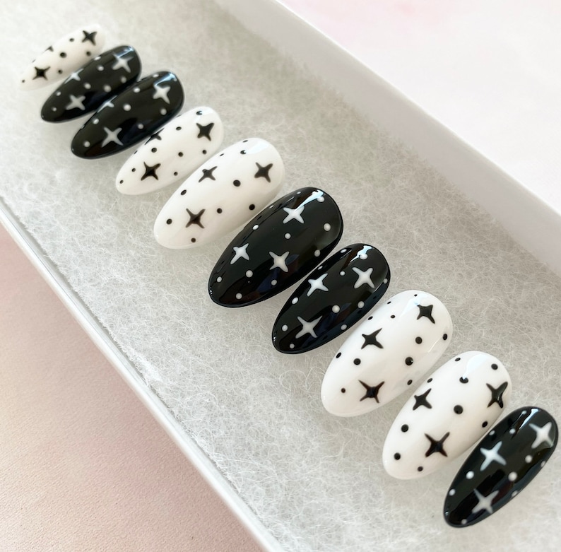 Galaxy Press on Nails Star Nails Nailscape Pressons - Etsy