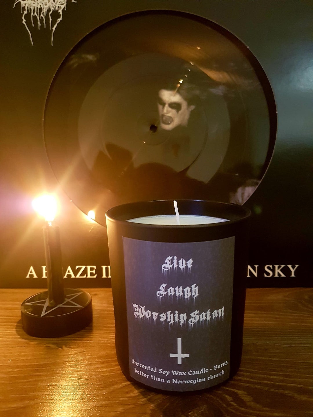 Satanic Candle, Black Metal Gifts for Metalhead, True Norwegian Black ...