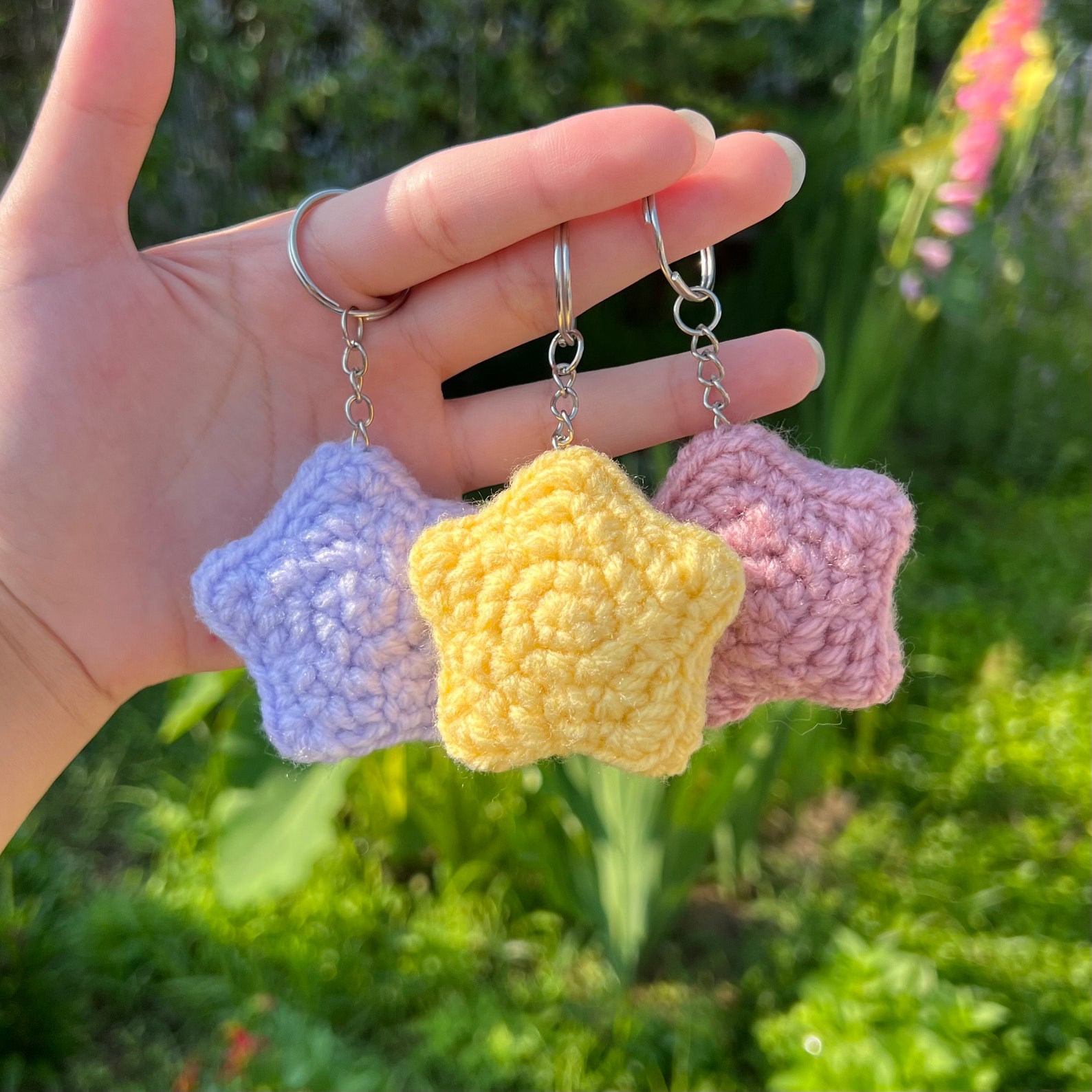 Star Keychains, Colorful Stars, Customizable Crochet Keychain || MADE ...