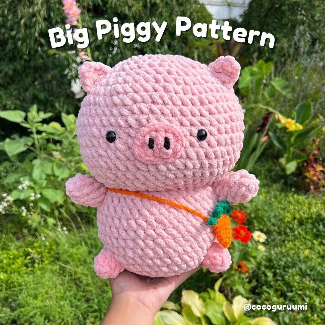 PDF PATTERN || Crochet Big Piggy Plush, Pig With Carrot Pouch Amigurumi ...