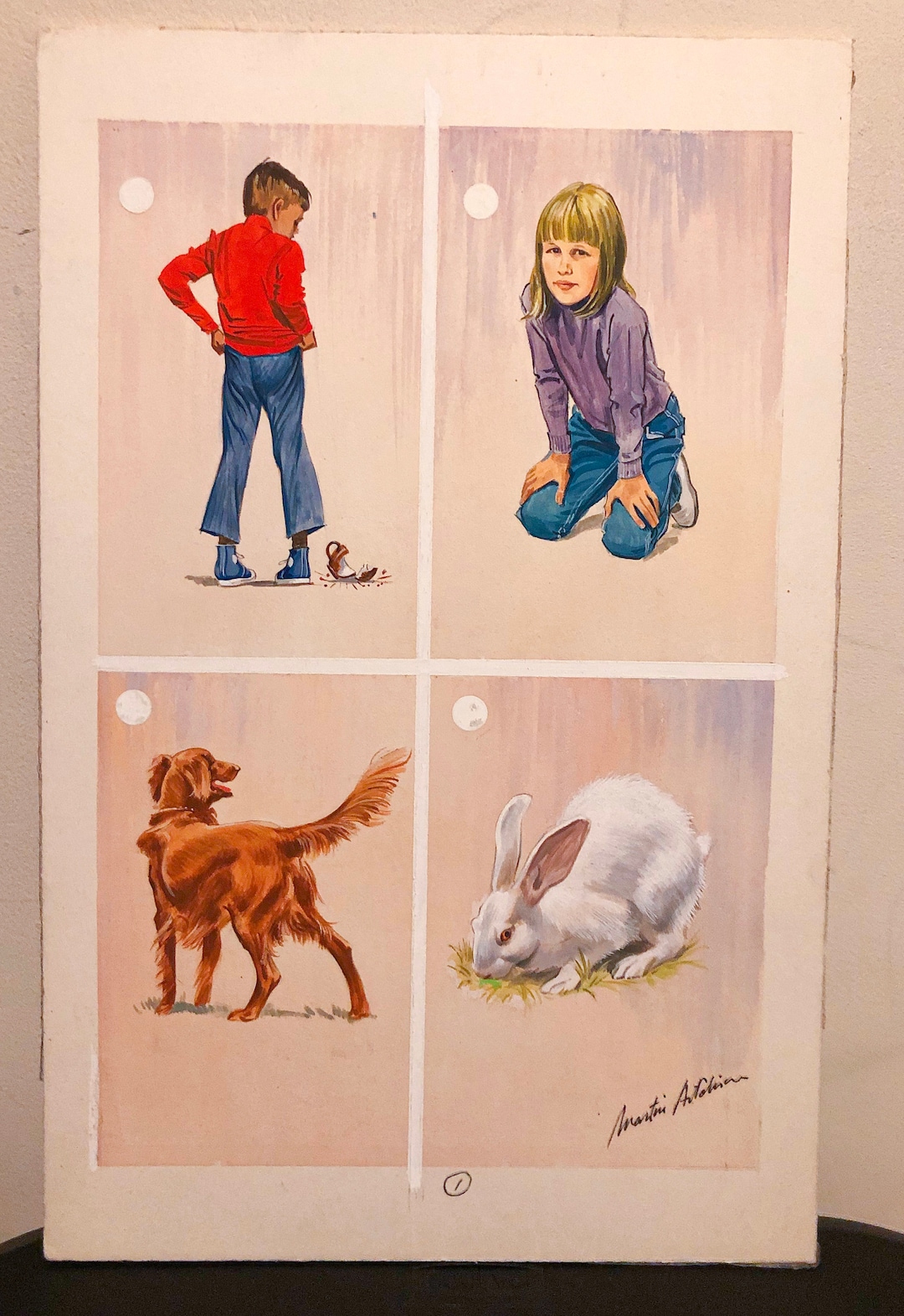 Ladybird Book Original Artwork Peter and Jane and Pat the Dog Martin ...