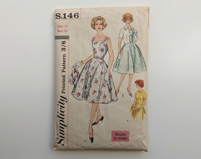 Vintage 1950s Sewing Pattern Dress & Jacket Simplicity S.146 Bust 36 - Etsy