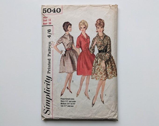Vintage 1960s Sewing Pattern Dress Simplicity 5040 Bust 38 - Etsy