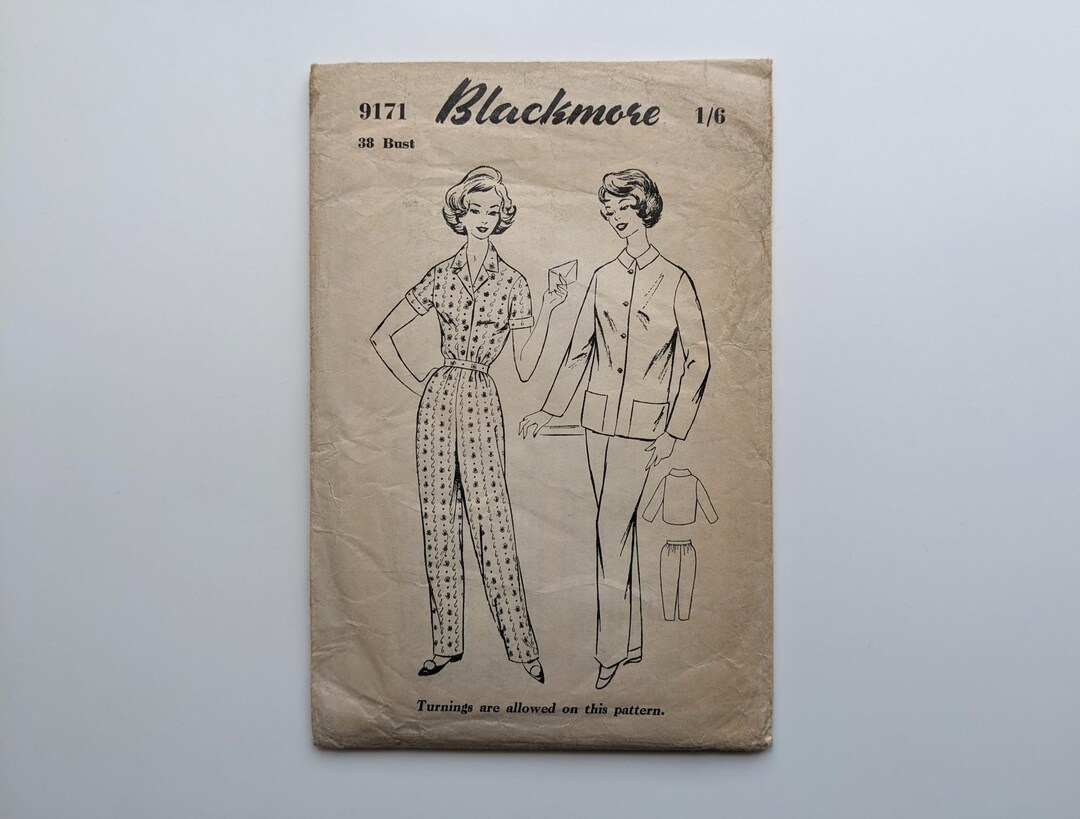 Vintage 1950s Sewing Pattern | Pyjamas | Blackmore 9171 | Bust 38 - Etsy