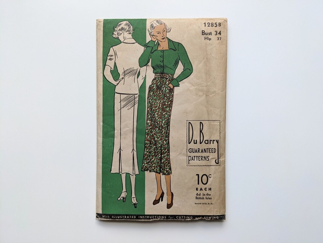 Vintage 1930s Sewing Pattern | Skirt | Du Barry 1285B | Hip 37 - Etsy