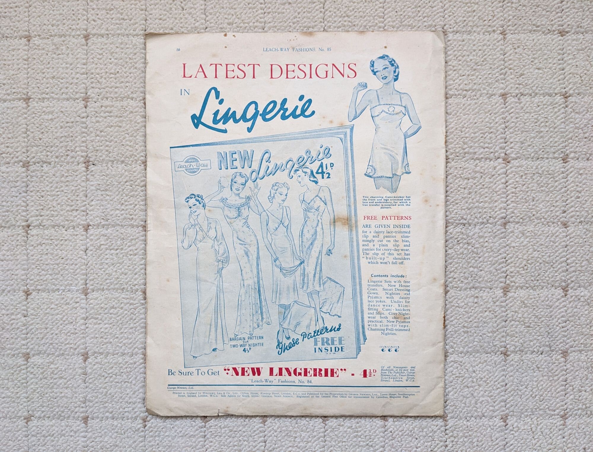 Vintage 1930s Catalogue & Sewing Pattern Dress Leach-way 85 Bust 44 - Etsy