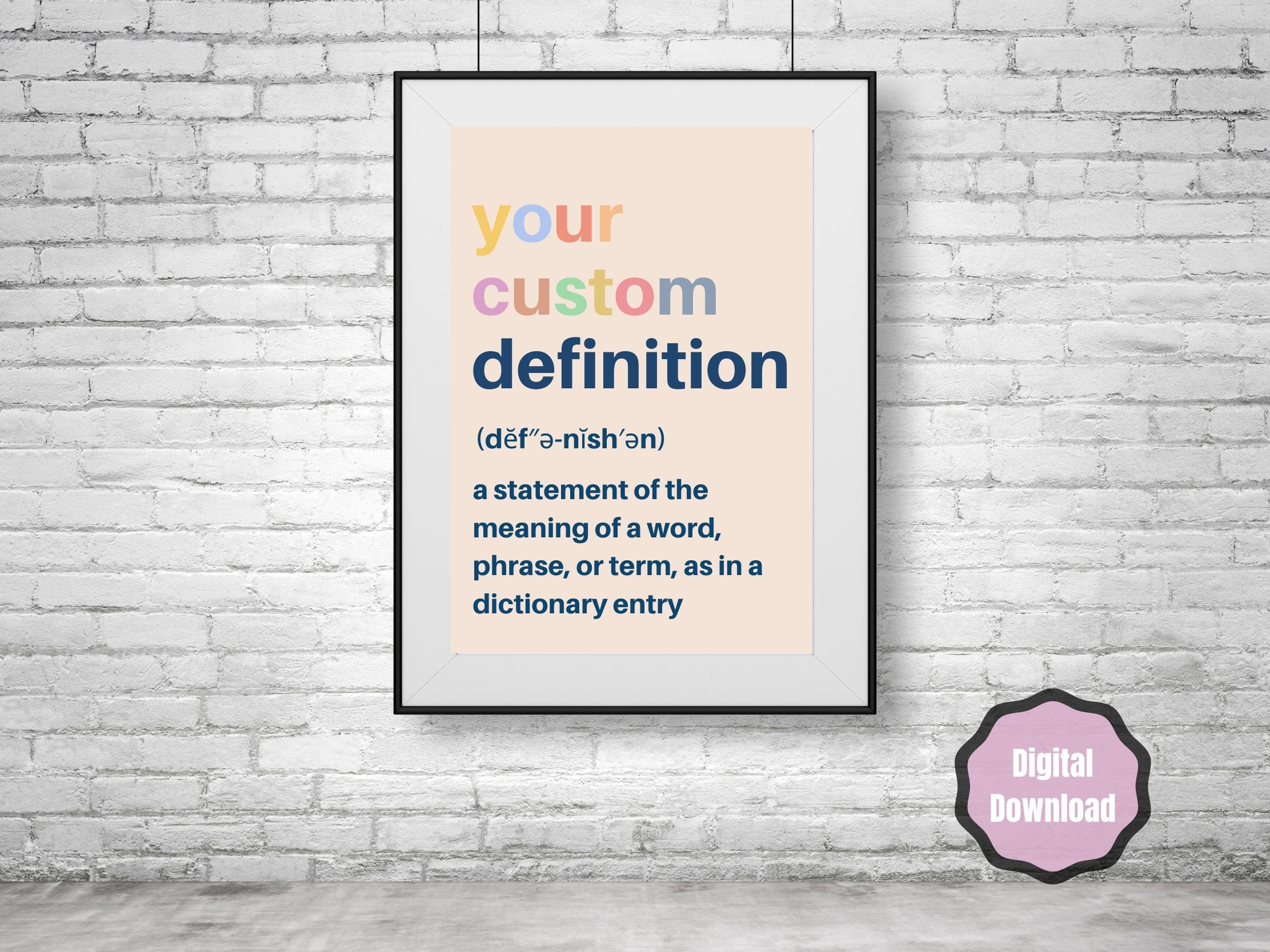 Custom Definition Printable Wall Art Colorful Definition - Etsy UK