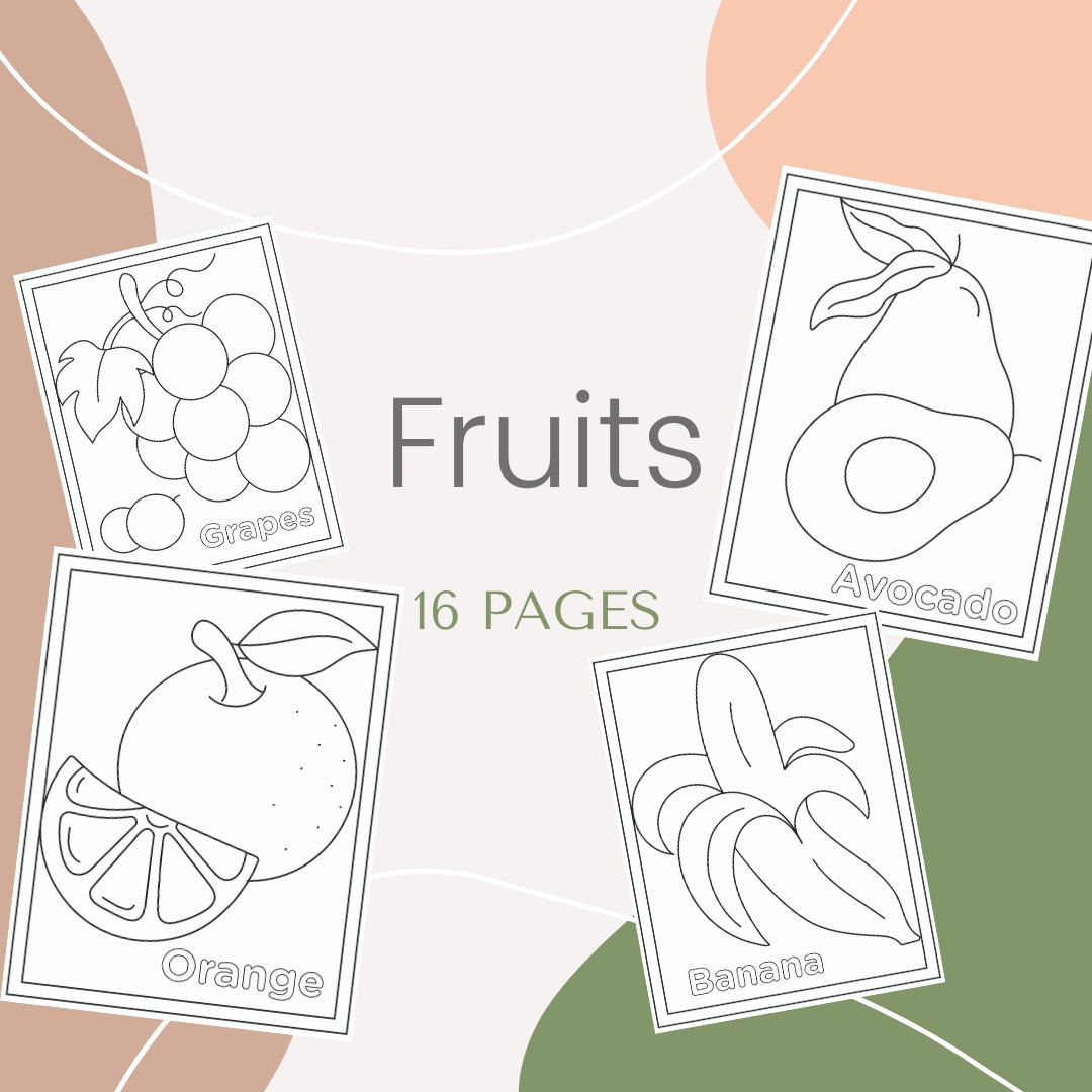 Fruits Printable 16 Coloring Pages - Etsy