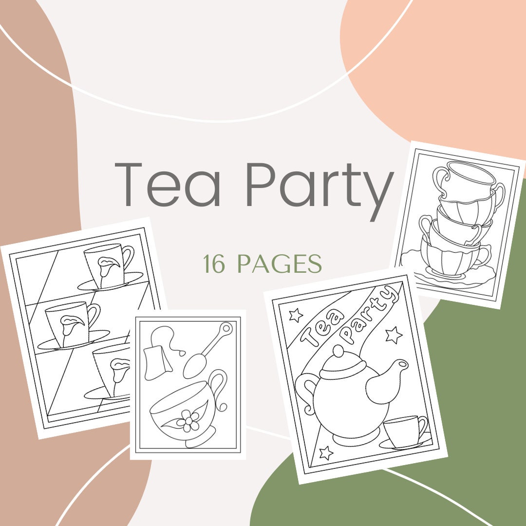 Tea Party Printable 16 Coloring Pages - Etsy