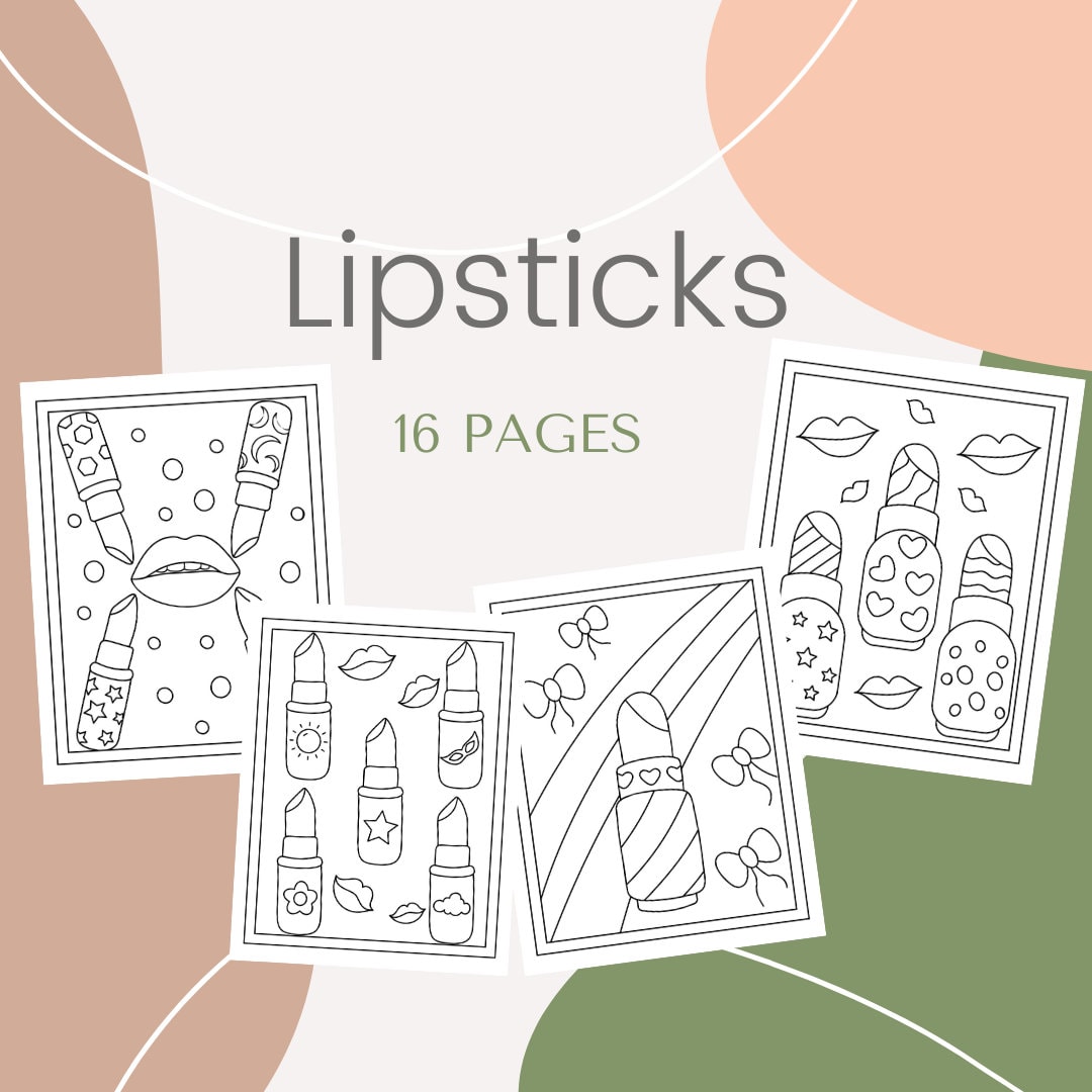 Lipsticks Printable 16 Coloring Pages - Etsy