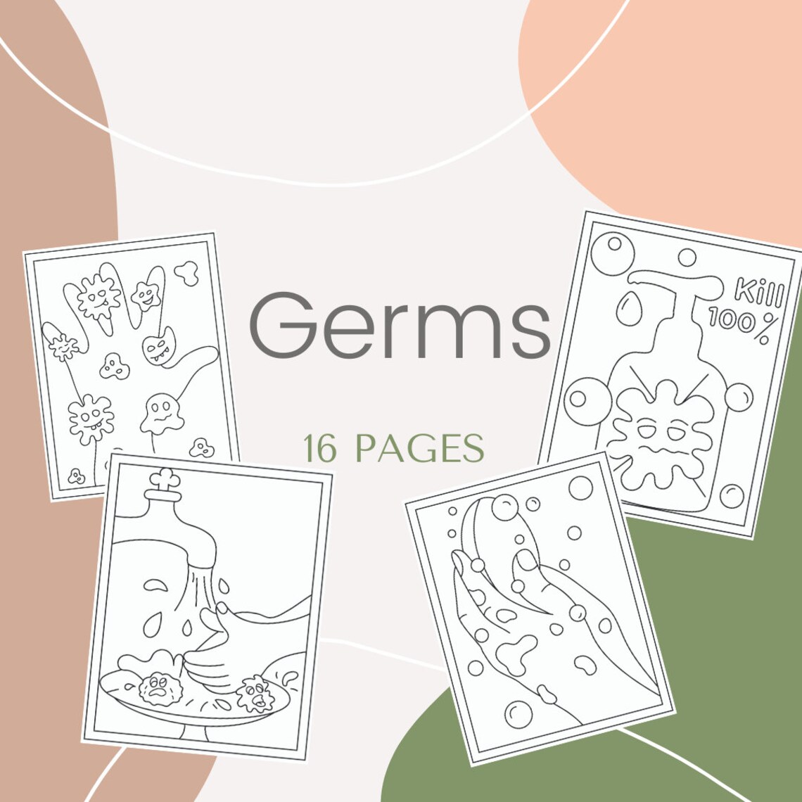 Germs Printable 16 Coloring Pages - Etsy
