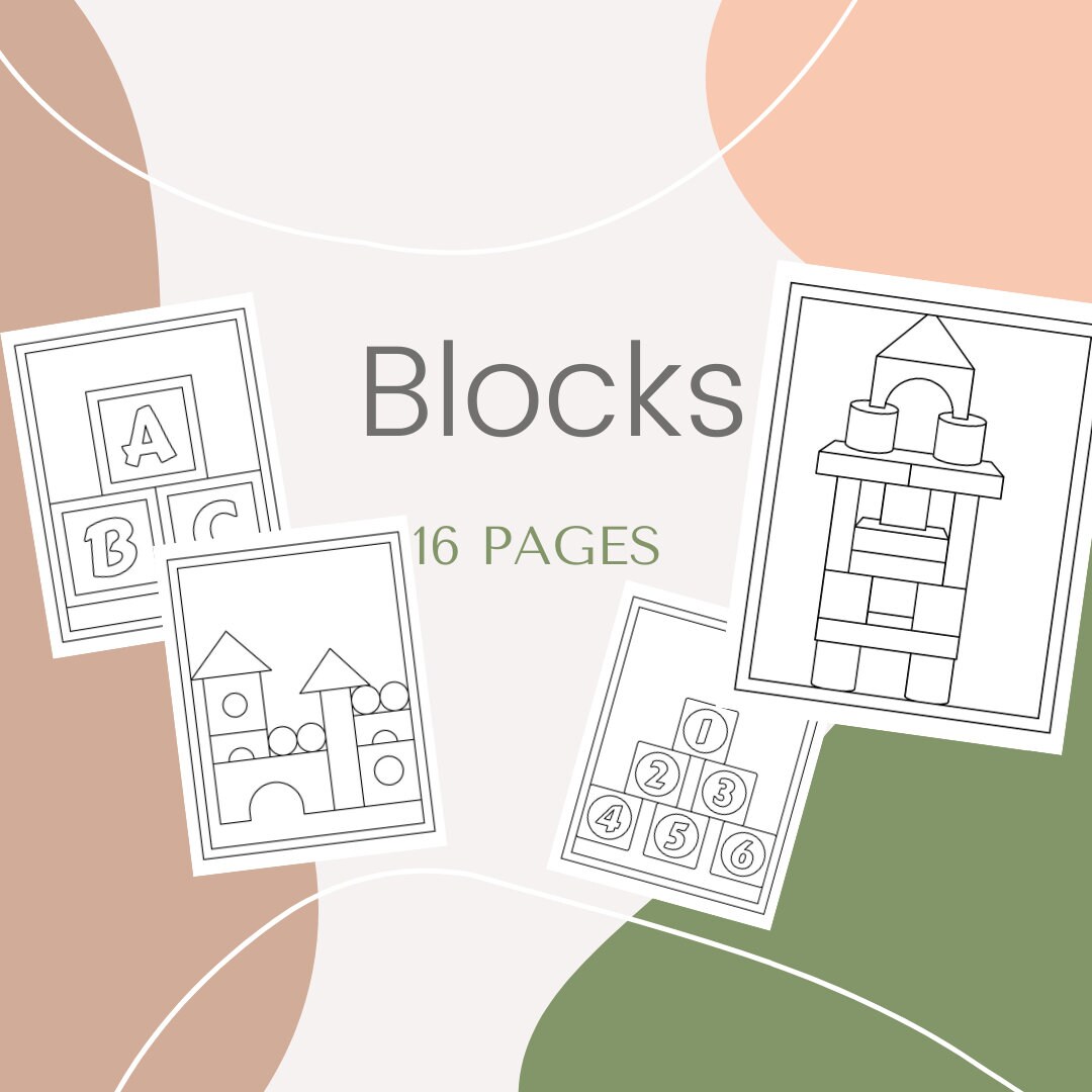 Dibujos de Bloques para colorear (16 páginas) - Etsy México
