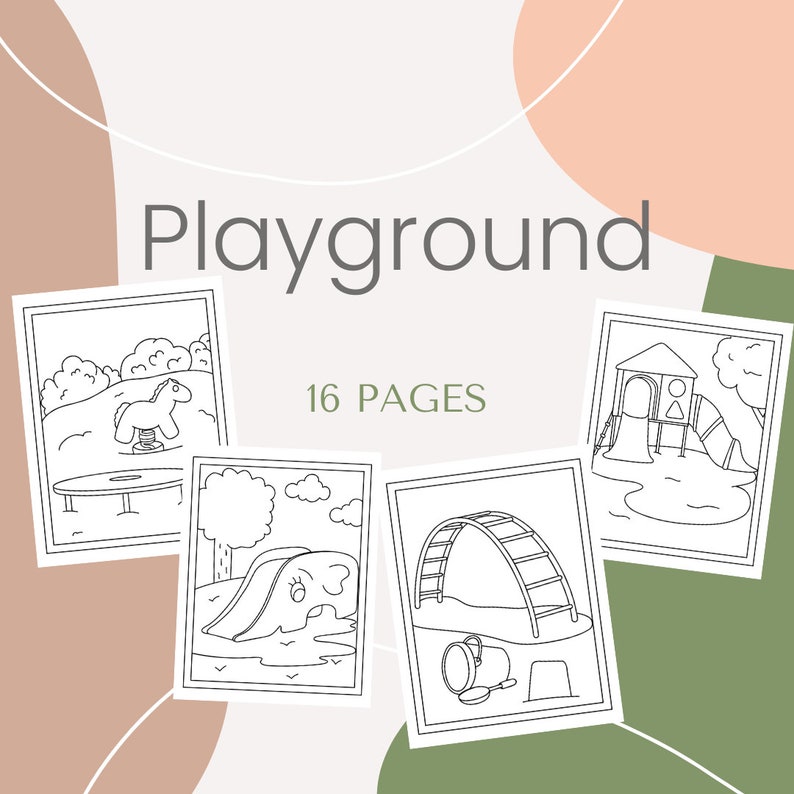 Playground Printable 16 Coloring Pages - Etsy