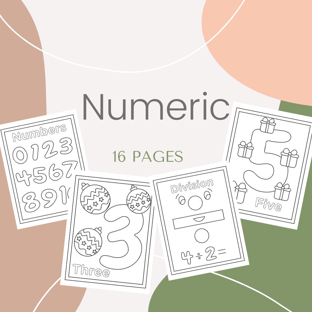 Numeric Printable 16 Coloring Pages - Etsy