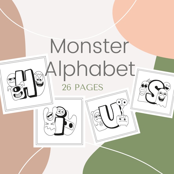 Monster Alphabet Coloring - Etsy