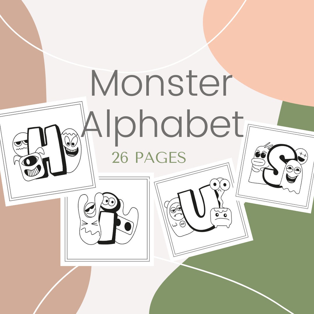 Monster Alphabet Printable 26 Coloring Pages - Etsy