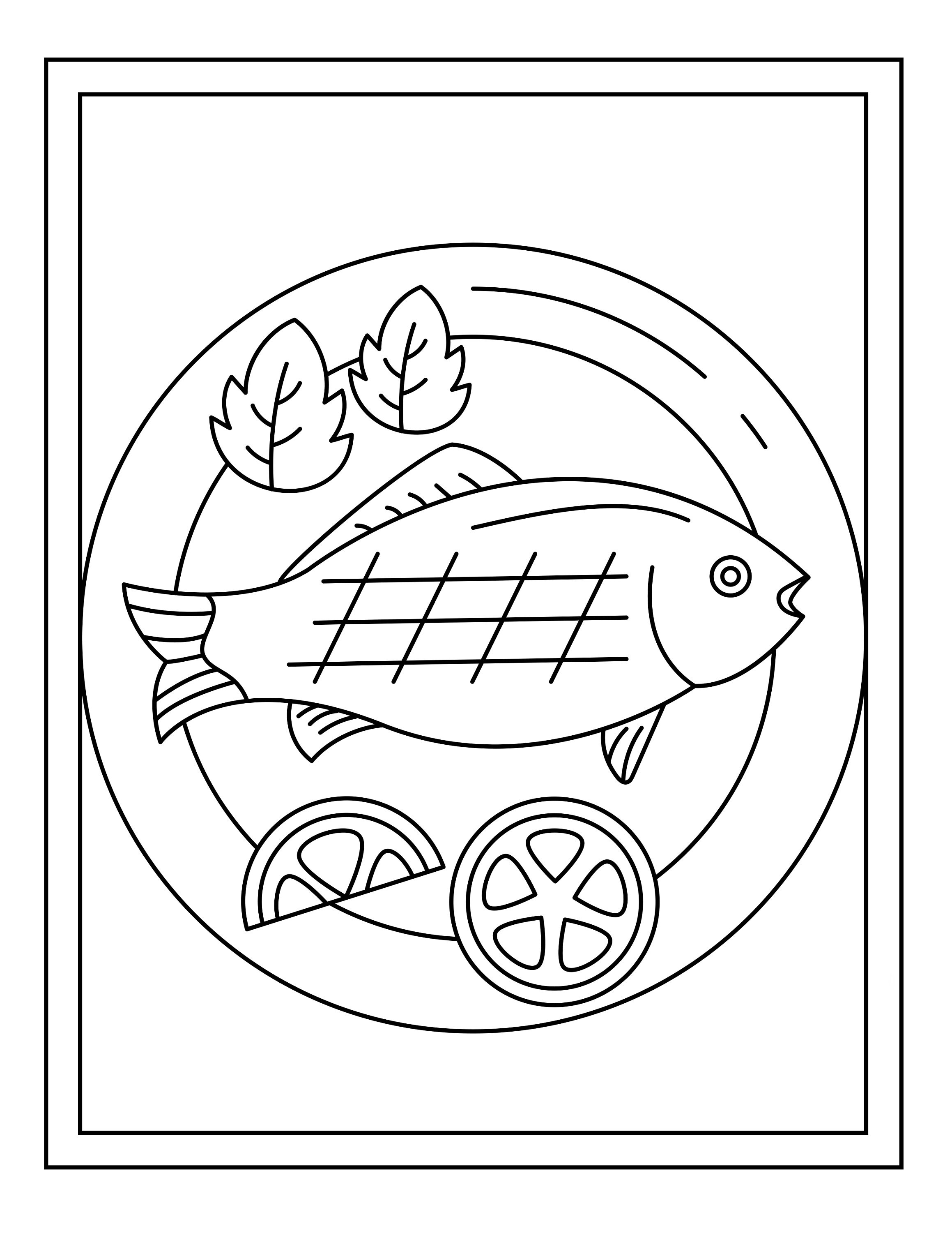 Fried Fish Coloring Pages