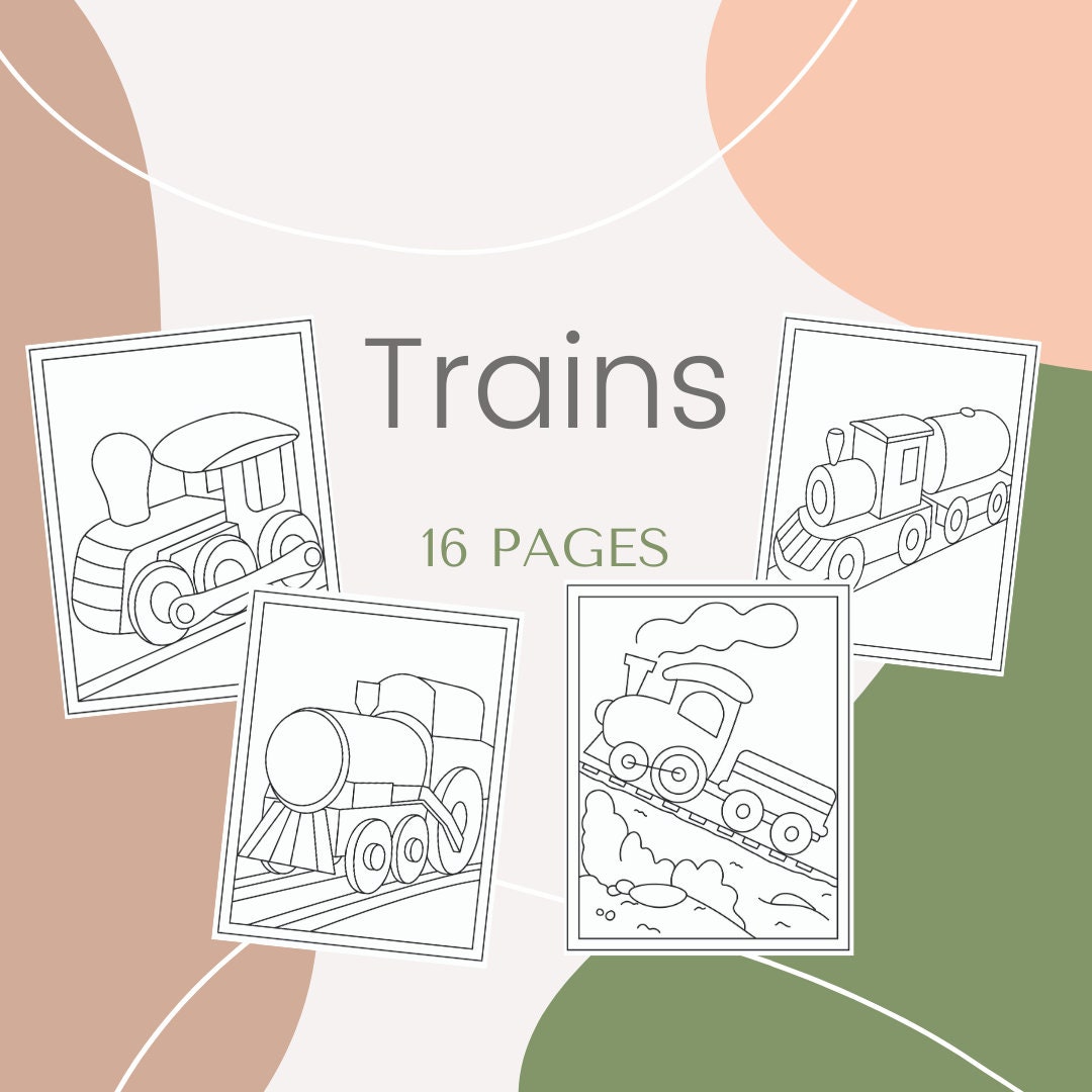 Trains Printable 16 Coloring Pages - Etsy