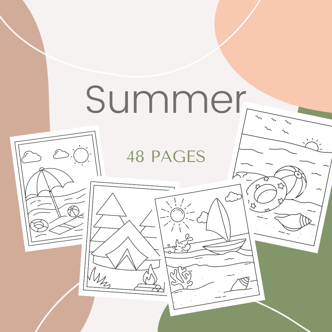 Summer Printable 48 Coloring Pages - Etsy Canada