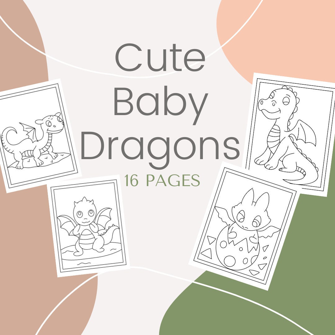 Cute Baby Dragons 16 Printable Pages - Etsy