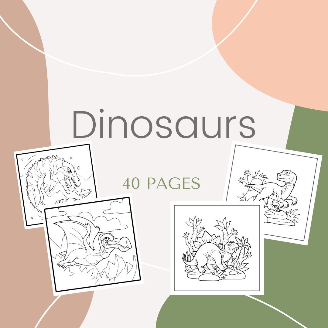 Dinosaur 40 Printable Pages - Etsy
