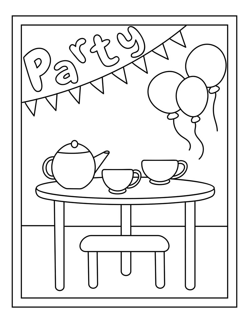 Tea Party Printable 16 Coloring Pages - Etsy