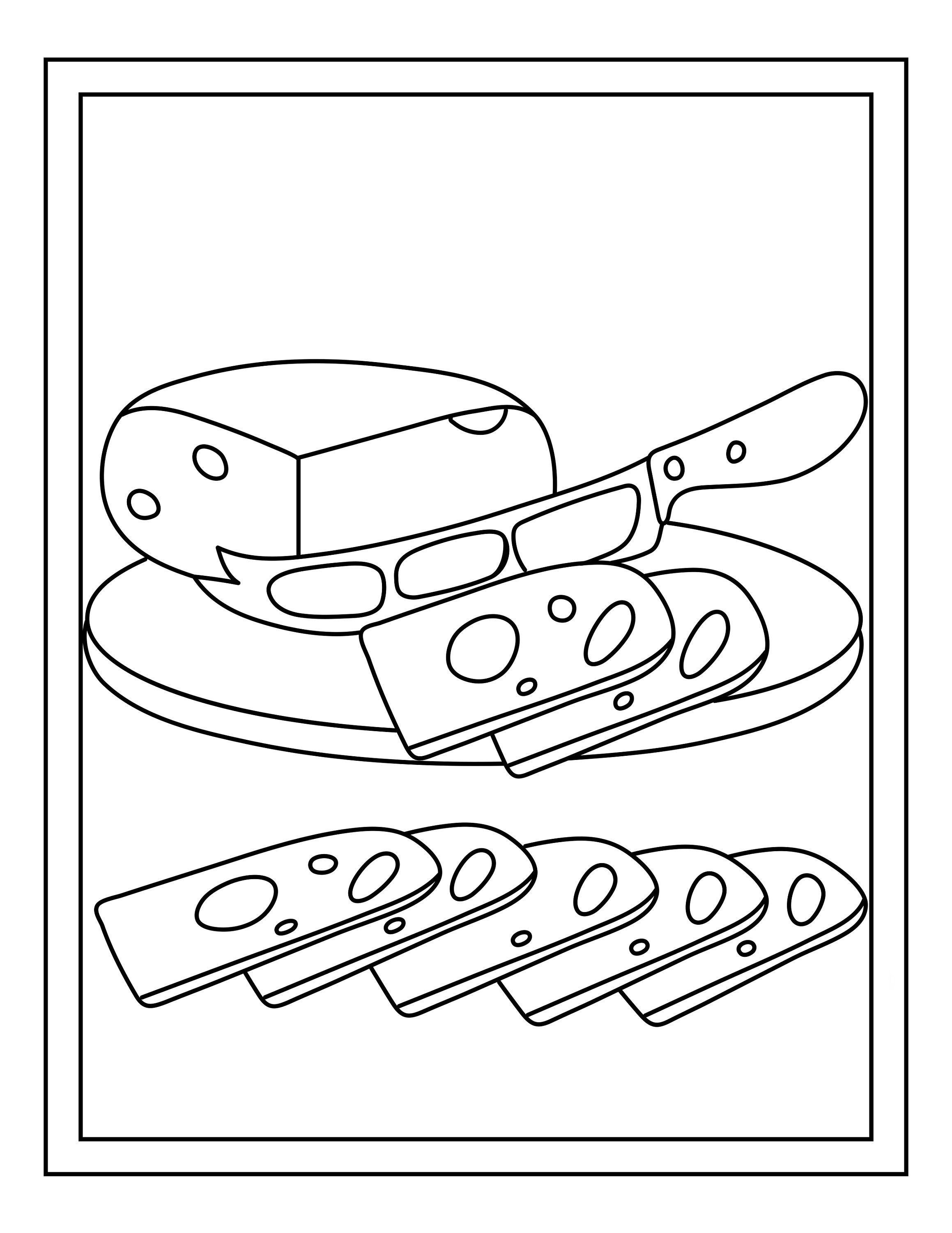 Cheese Wheel Coloring Pages