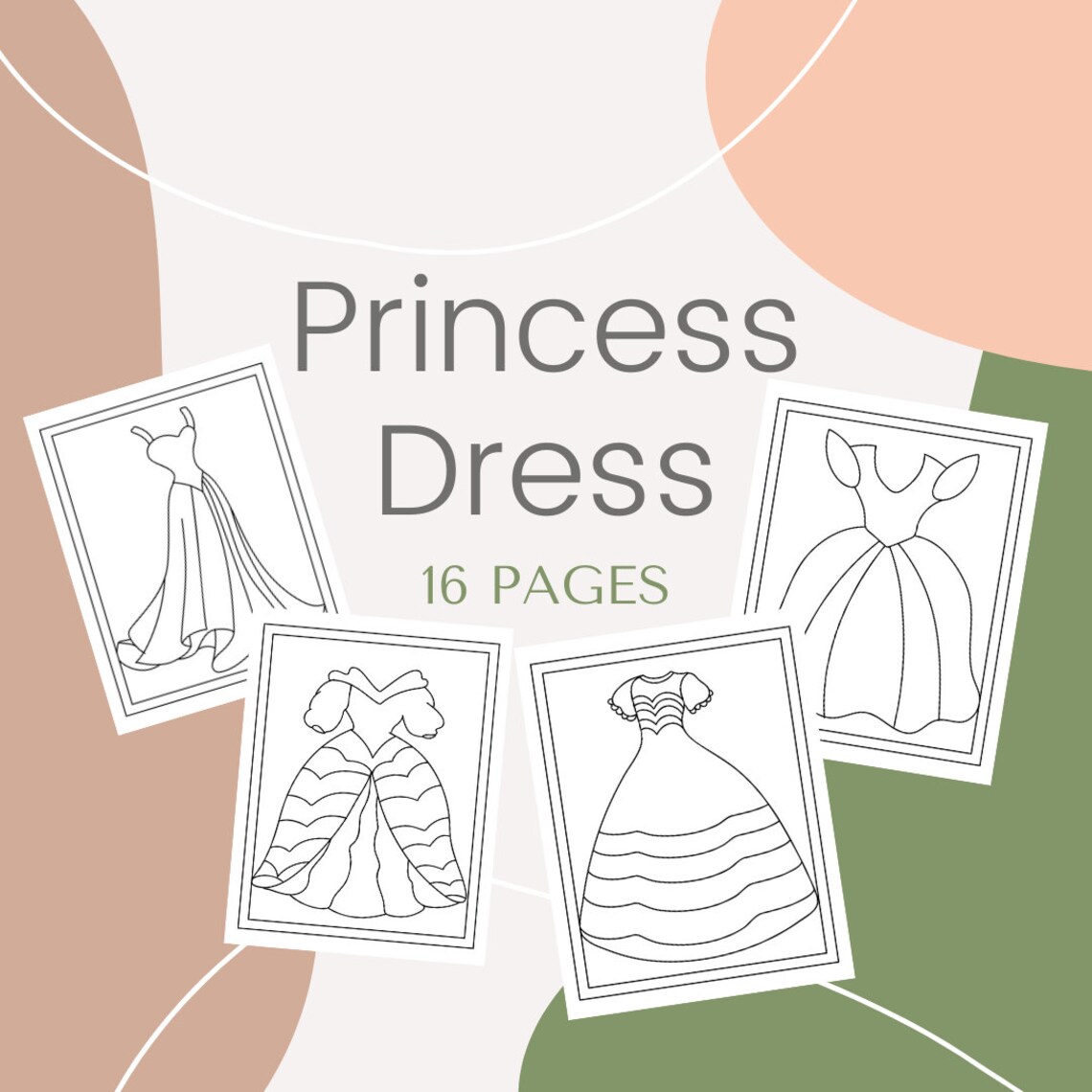 Princess Dress Printable 16 Coloring Pages - Etsy