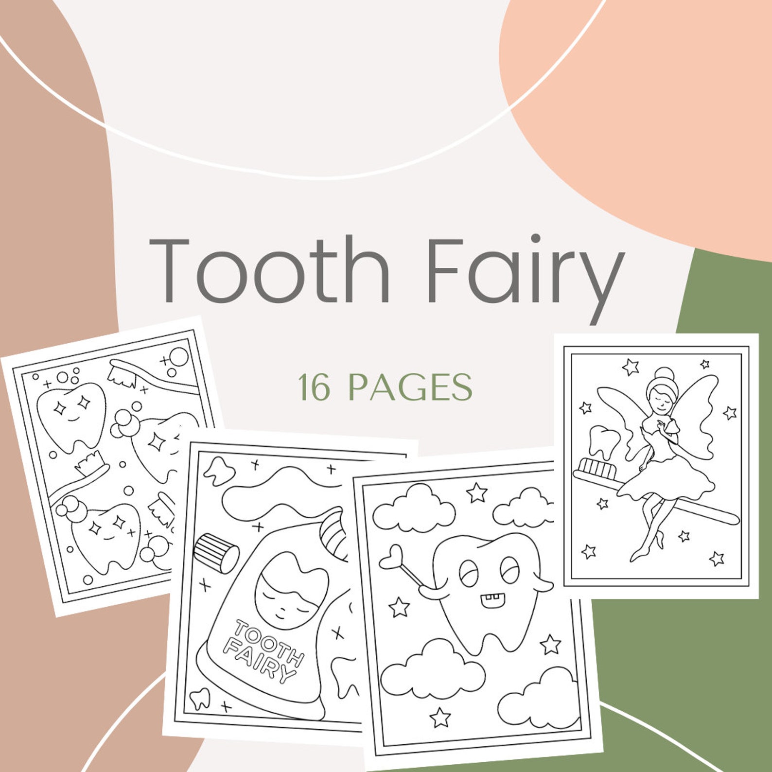 Tooth Fairy Printable 16 Coloring Pages - Etsy