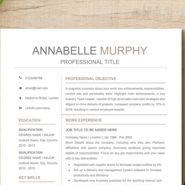 Resume Template, Professional Resume Template, Executive Resume Pages ...