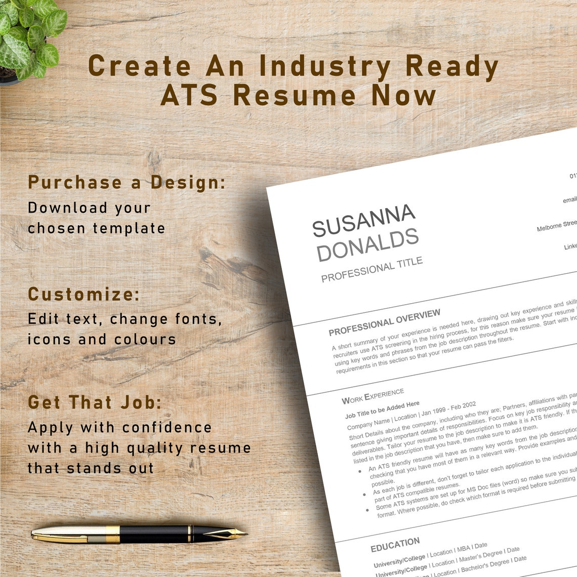 Resume Template, Professional Resume Template, Executive Resume Pages ...