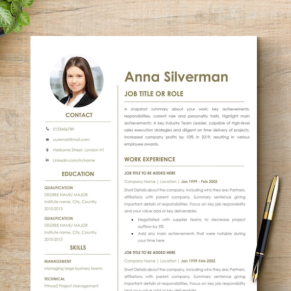 Resume Template Professional Modern Resume Template for - Etsy