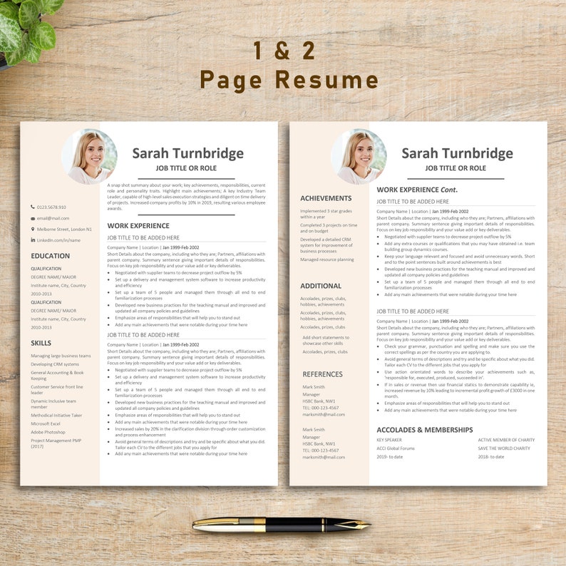 Resume Template, Professional Modern Resume Template for Pages, Word ...