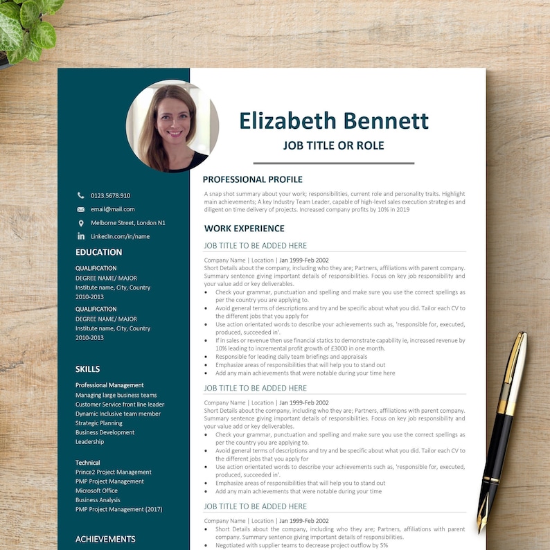 Resume Template, Professional Modern Resume Template for Pages, Word ...