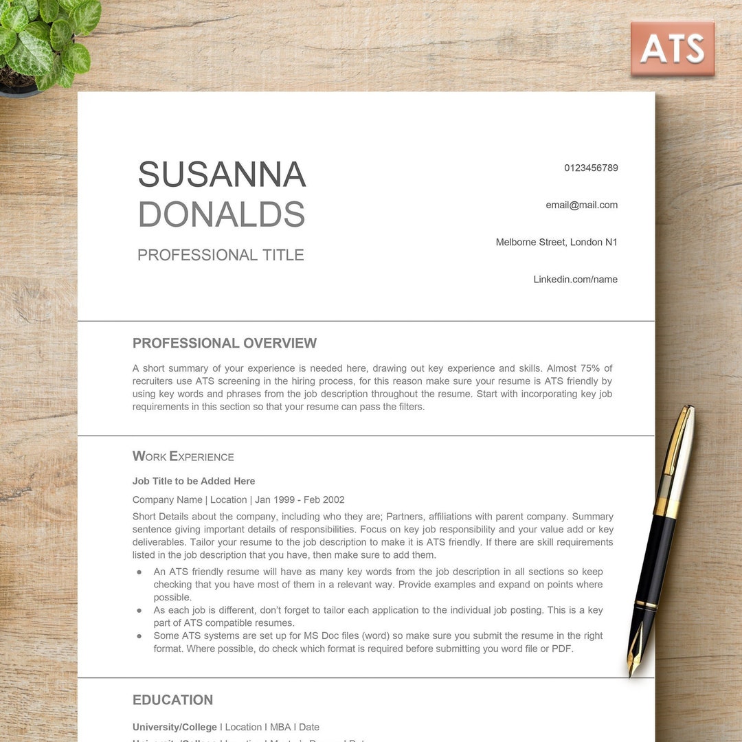 Resume Template, Professional Resume Template, Executive Resume Pages ...