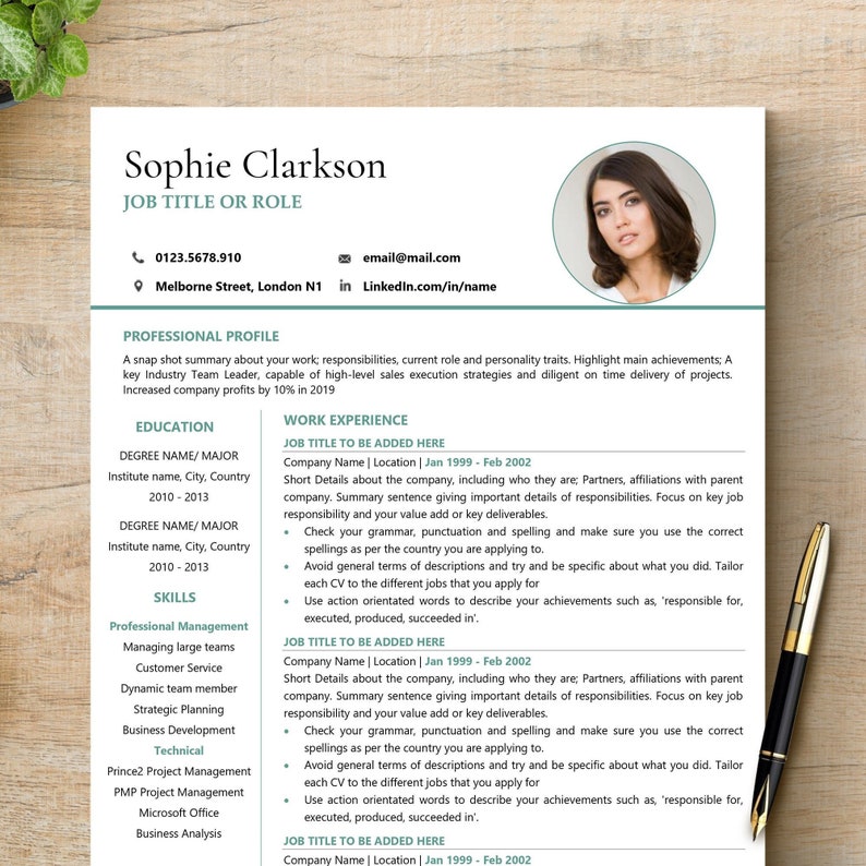 Resume Template, Professional Modern Resume Template for Pages, Word ...
