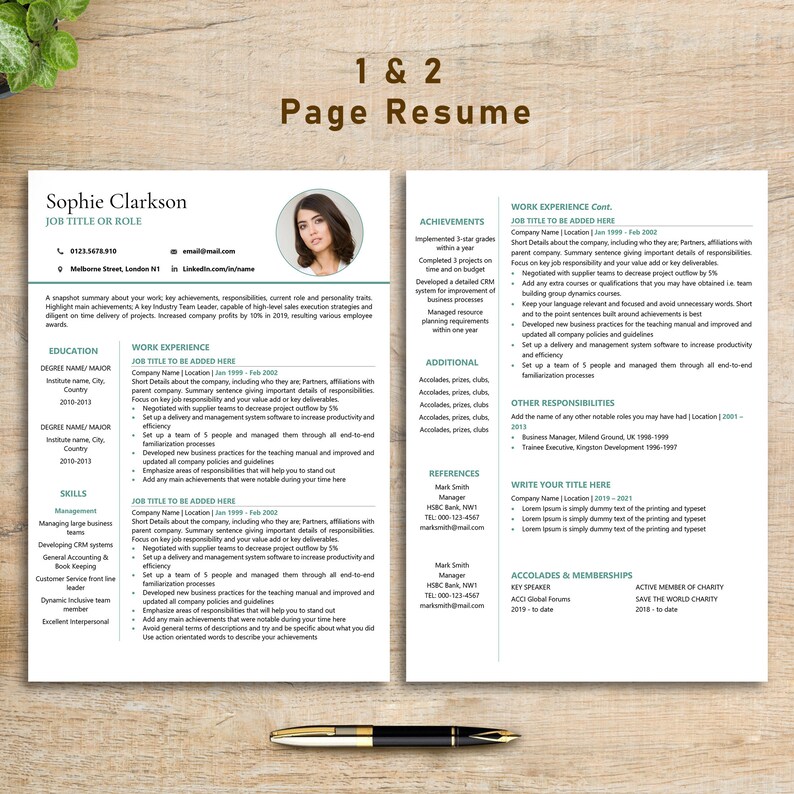 Resume Template, Professional Modern Resume Template for Pages, Word ...