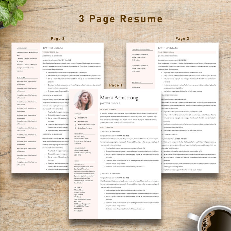 Resume Template, Professional Modern Resume Template for Pages, Word ...