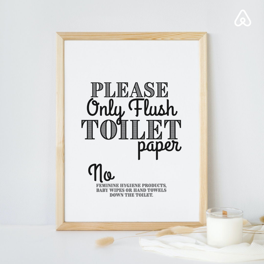 Please Only Flush Toilet Paper Sign. Digital Download. Airbnb - Etsy