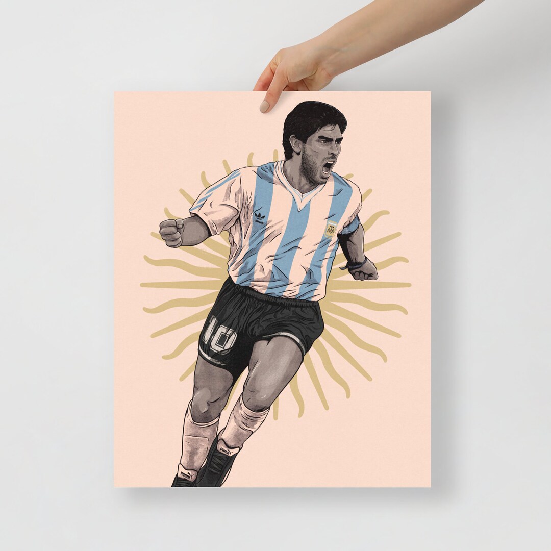Maradona Artist Illustrative Print, Football Gift, Sports Poster ...