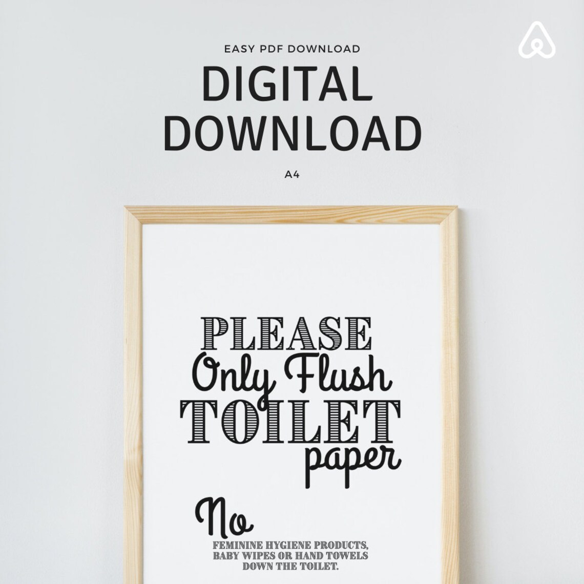 Please Only Flush Toilet Paper Sign. Digital Download. Airbnb - Etsy