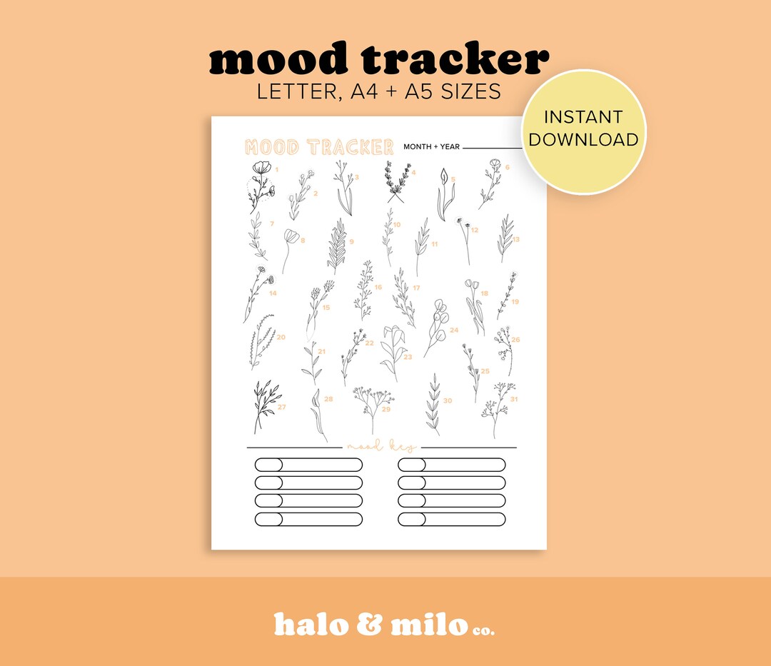 Mood Tracker Printable Flower Mood Chart Bullet Journal - Etsy Australia