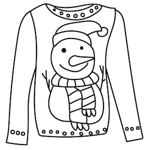 Holiday Sweater Coloring Page Funny Christmas Images Sketch Coloring Page