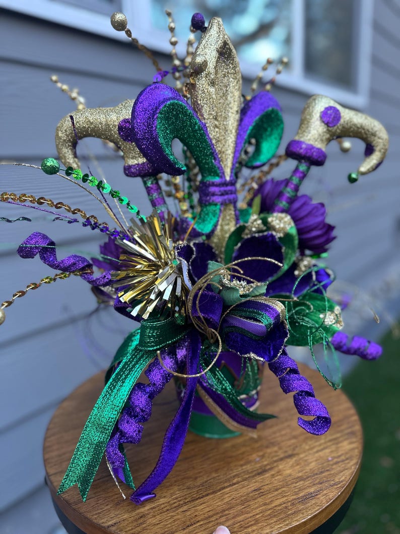 Mardi Gras Fleur De Lis Centerpiece: New Orleans Table Decor - Etsy