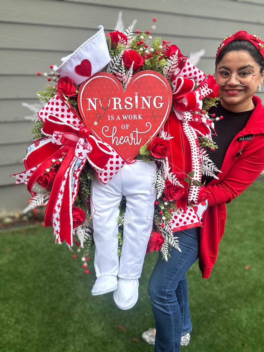 Nursing Wreath. Nurse Wreath. Valentine’s Day Wreath. Nurse Gift Ideas ...